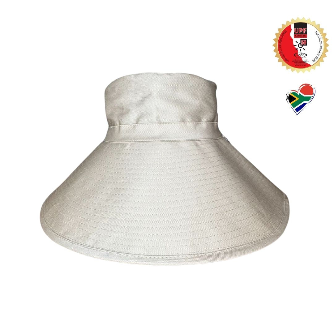 Ladies Beige Ultra Wide Brim Bucket Hat | UPF50+ Sun Hat | Moosel
