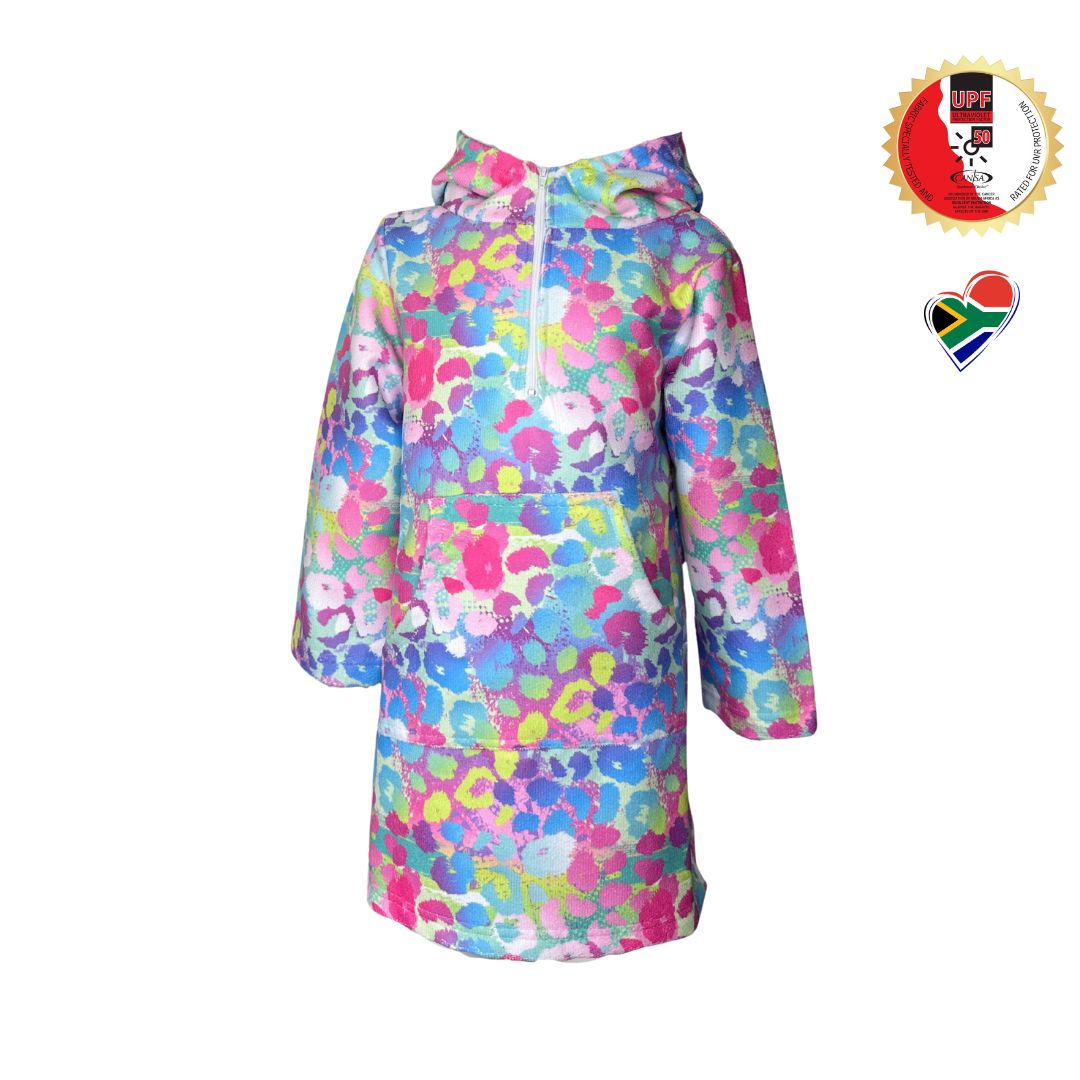 Girls Pink Leopard Print |Kids Hooded Beach Towel | Swimwear |Moosel